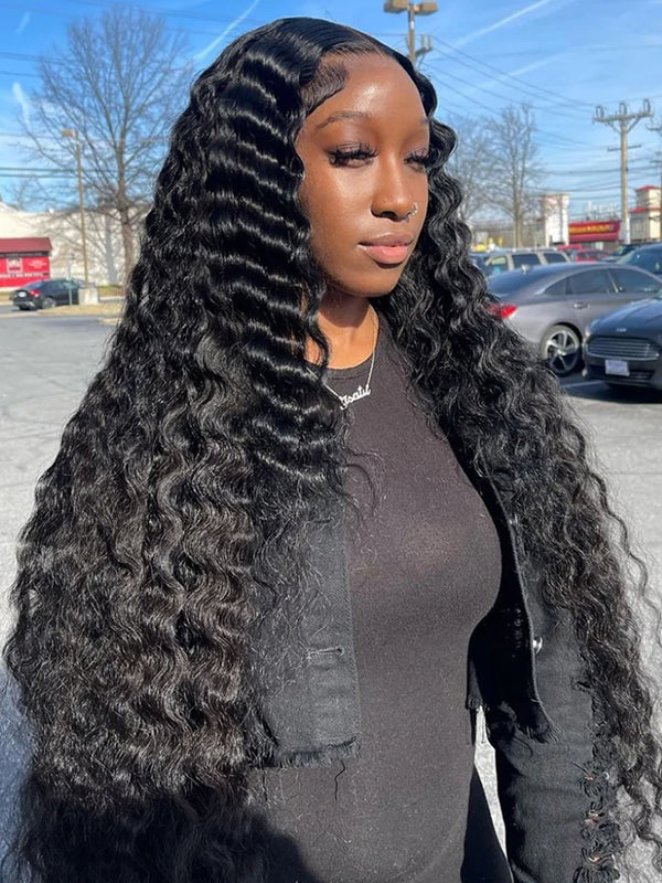 32-40 inch | Long Hair Deep Wave 13x4 Transparent Lace Frontal Wigs