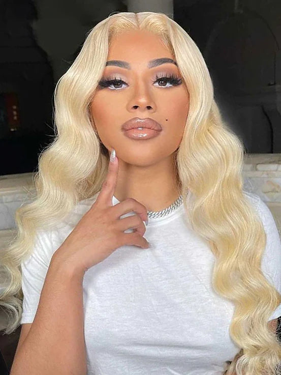 Pre Cut Pre Plucked 613 Blonde Body Wave 6x4 Glueless Lace Virgin Huma ...