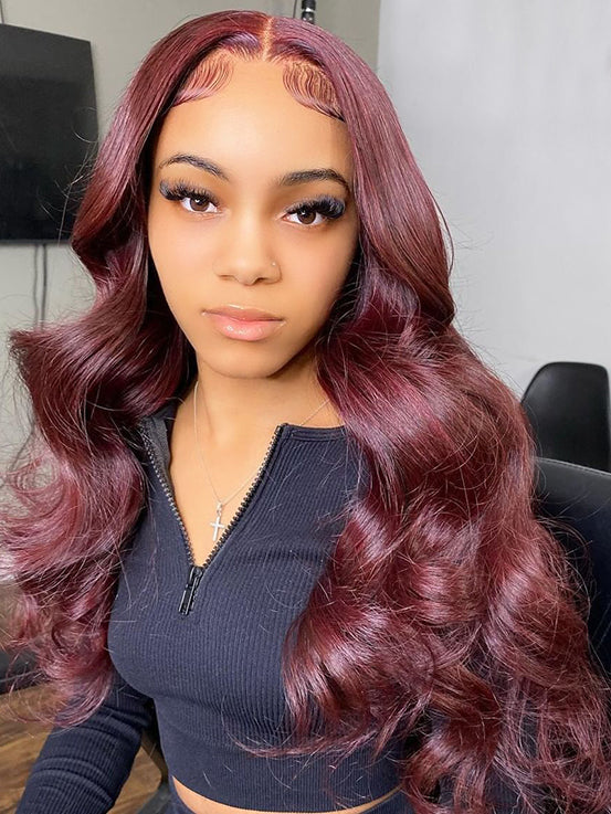 Wear & Go 99J Burgundy Body Wave 6x4 Lace Closure Glueless Wig ...
