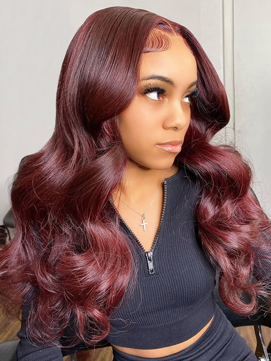 Wear & Go 99J Burgundy Body Wave 6x4 Lace Closure Glueless Wig ...