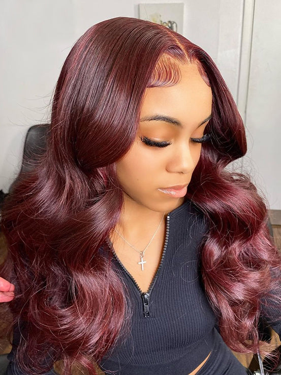 Wear & Go 99J Burgundy Body Wave 6x4 Lace Closure Glueless Wig ...