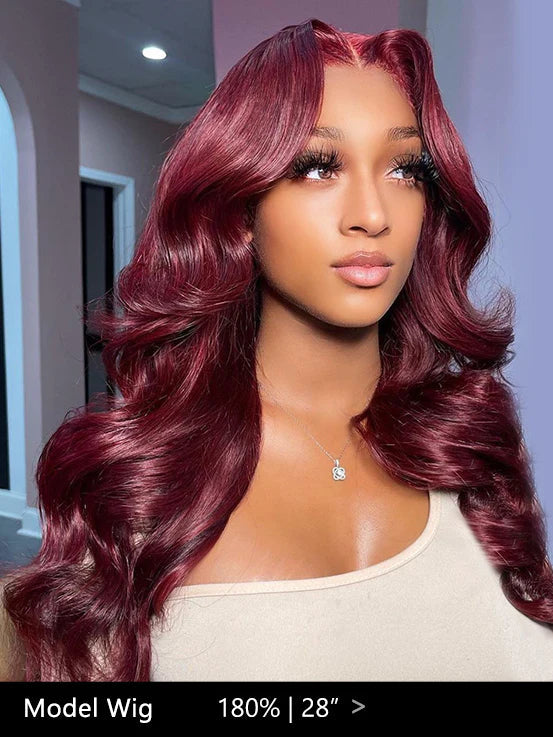 Wear & Go 99J Burgundy Body Wave 6x4 Lace Closure Glueless Wig ...