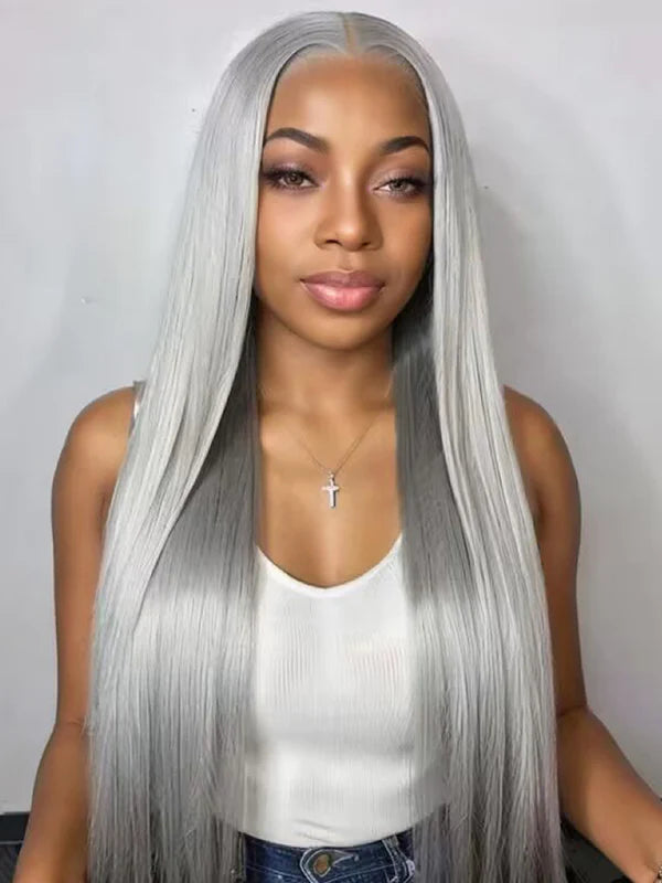Wear & Go Grey Color Pre Plucked 6x4 Lace Glueless Straight Wigs ...